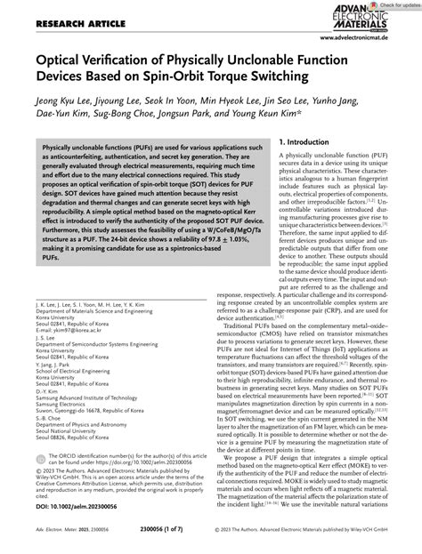 pdf optical verification of physically unclonable function devices
