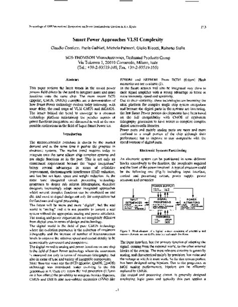 Pdf Smart Power Approaches Vlsi Complexity Giulio Ricotti