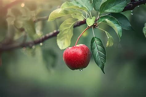 绿叶ai数字艺术 苹果自然写实风格红色苹果挂枝头绿叶水滴商业照片 Ai图片免费下载png格式4032像素编号71380041 千图网