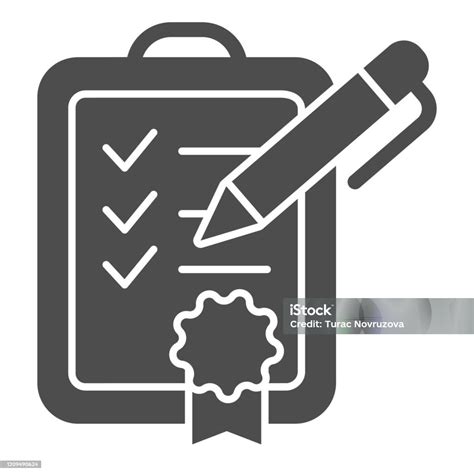 달성 목록 솔리드 아이콘입니다 흰색으로 격리된 검사 목록 벡터 그림입니다 웹 및 응용 프로그램을 위해 설계된 인증 인증서 문말 스타일 디자인 Eps 10 아이콘에 대한 스톡