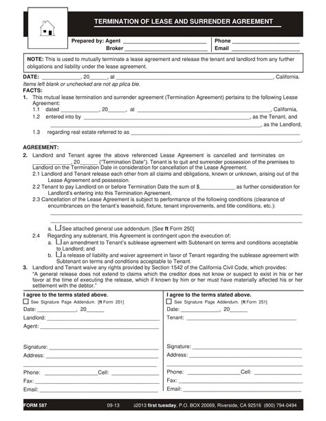 Free Printable Lease Termination Letter Templates [tenant Landlord] Word