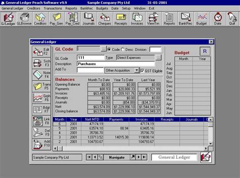 General Ledger Control Peach Software