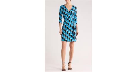 Diane Von Furstenberg New Julian Print Silk Jersey Wrap Dress In Blue