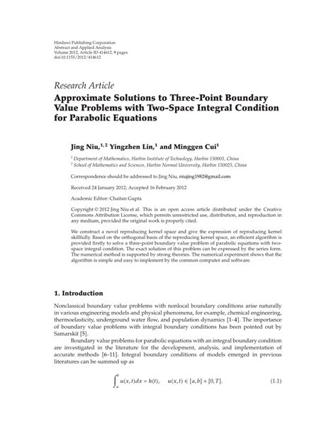 Pdf Approximate Solutions To Three Point Boundary Value Problems With Two Space Integral