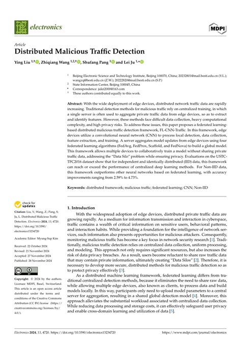 Pdf Distributed Malicious Traffic Detection