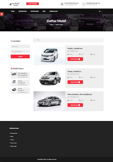 Aplikasi Sistem Informasi Rental Mobil Berbasis Web Sharecodingan