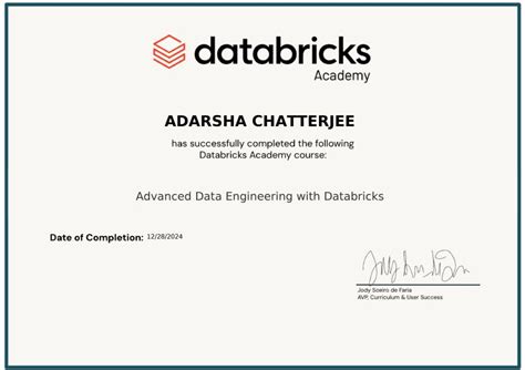 Adarsha Chatterjee On Linkedin Ive Completed The Advanced Data Engineering Course From