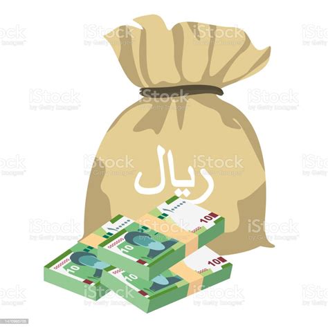 Iranian Rial Vector Illustration Iran Afghanistan Hajj Syria Money Set Bundle Banknotes Money