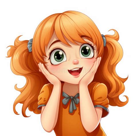 A Cartoon Girl With Long Hair And Blue Eyes Stock Illustration