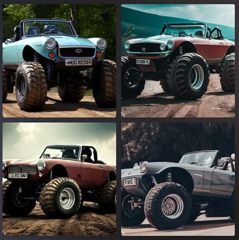 Asked Ai For A Red Mgb With Huge Off Road Wheels Mgb And Gt Forum The Mg Experience