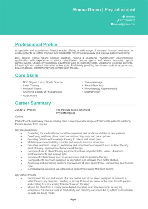 2 Physiotherapist Cv Examples Guide Secure The Best Roles