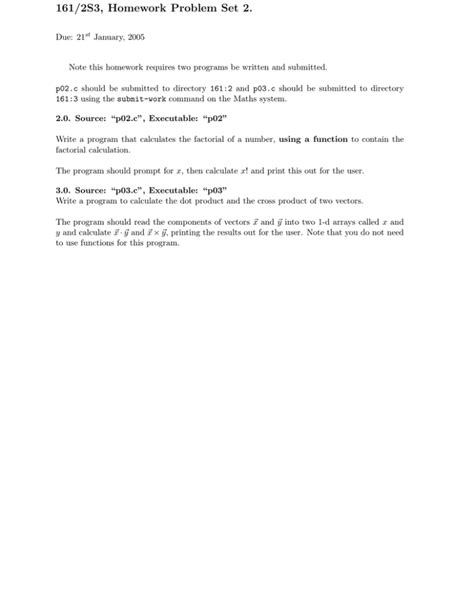 161 2s3 Homework Problem Set 2