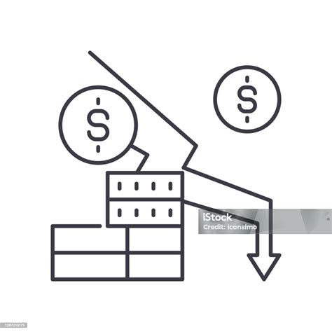 경제 불황 아이콘 선형 격리 된 일러스트레이션 얇은 선 벡터 웹 디자인 기호 흰색 배경에 편집 가능한 스트로크와 개요 개념 기호
