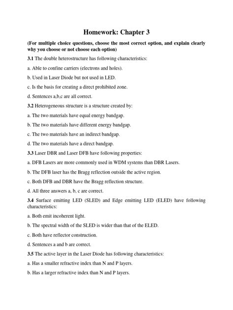 Homeworkchapter 3 Pdf Laser Laser Diode