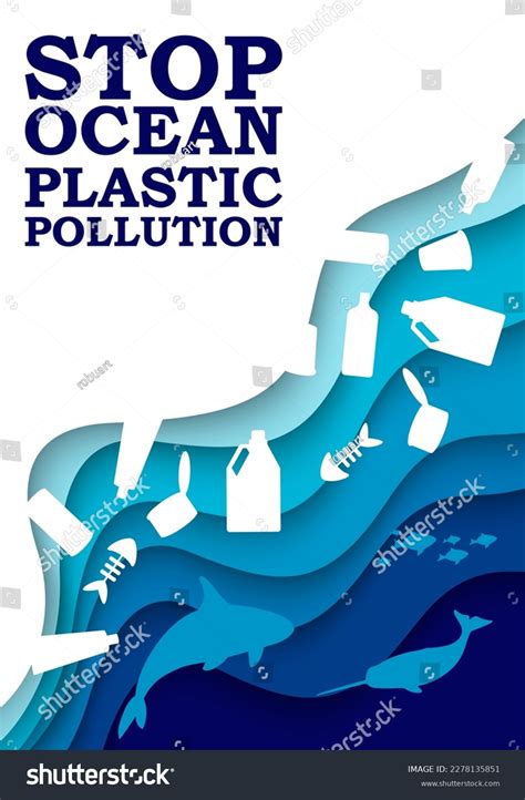 Stop Ocean Plastic Pollution Banner Design Stock Vector Royalty Free