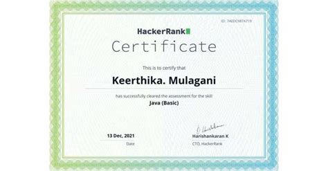 keerthika mulagani on linkedin hackerrank skill certificate