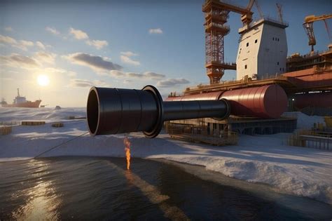 3d Render Of The Construction Of The Gas Pipe Nord Stream 2 The Concept Of Sanctions Premium