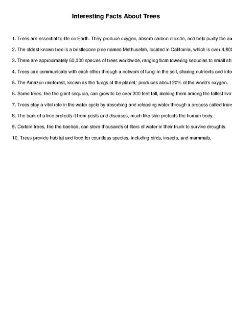 Tree Facts Pdf About Trees Interesting Facts About Trees Trees Are