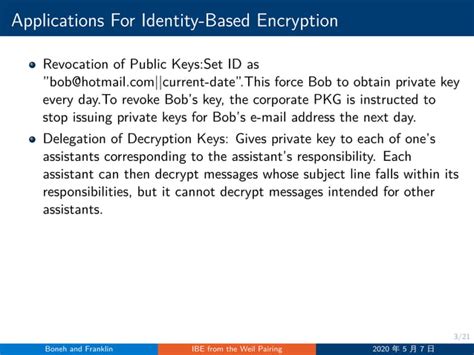 Identity Based Encryption From The Weil Pairing Ppt