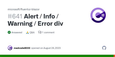 Alert Info Warning Error Div · Microsoft Fluentui Blazor