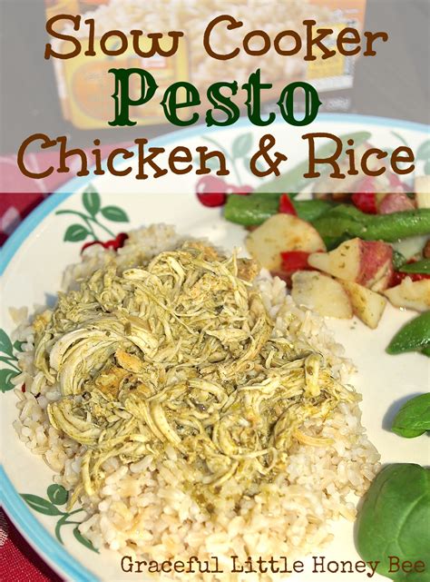 Slow Cooker Pesto Chicken And Rice Graceful Little Honey Bee