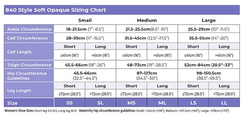 Soft Opaque Size Chart Sigvaris You Compression Wear®