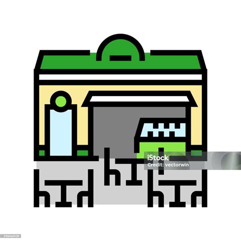 야외 좌석 길거리 음식 카페 컬러 아이콘 벡터 일러스트 레이 션 거리에 대한 스톡 벡터 아트 및 기타 이미지 거리 겨울 궁중팬 Istock