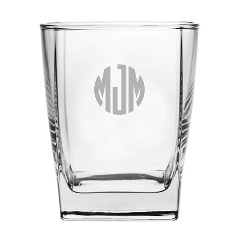 3 Letter Initials Circle Monogram Glassware Collection