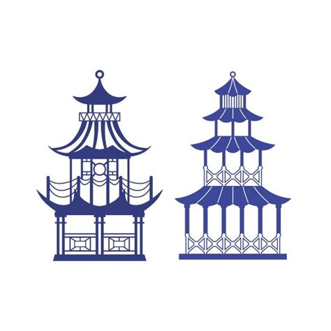 Asian Pagoda Cuttable Design Pagoda Cutting Tables Stencils Printables