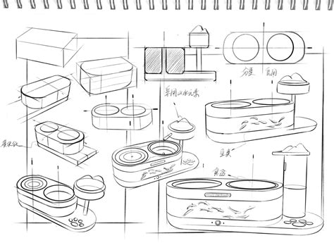 原创产品设计草图方案 宠物喂食器设计 俊俊ycd草图设计 站酷zcool