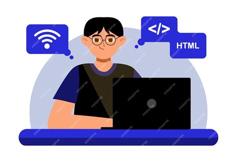 Premium Vector Male Programmer At Work Isolated Flat Design
