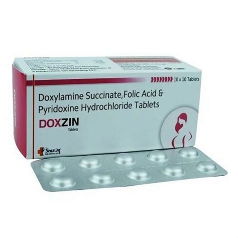 Doxylamine Succinate Folic Acid Pyridoxine Hydrochloride Tablet 20 Mg Packaging Size 100