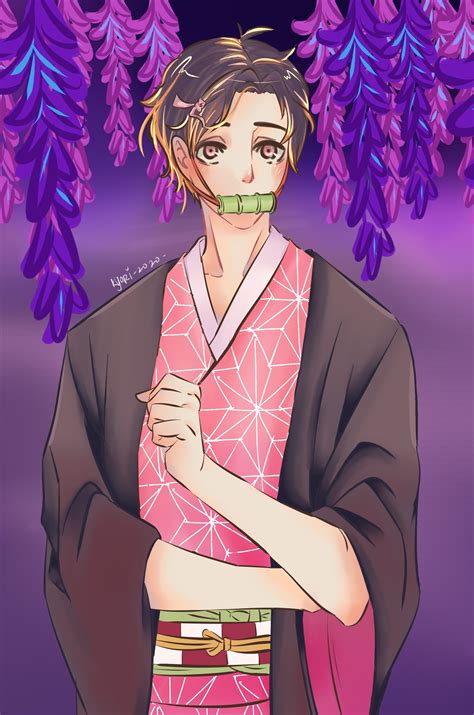 Artstation [fanart] Nezuko Kamado Genderbend