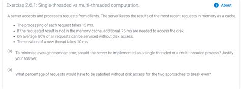Solved Exercise 261 Single Threaded Vs Multi Threaded