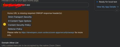 “missing Owasp Secure Headers” Error In Zoom Client Mac Zoom Apps Zoom Developer Forum “missing Owasp Secure Headers” Error In Zoom Client Mac Zoom Apps Zoom Developer Forum