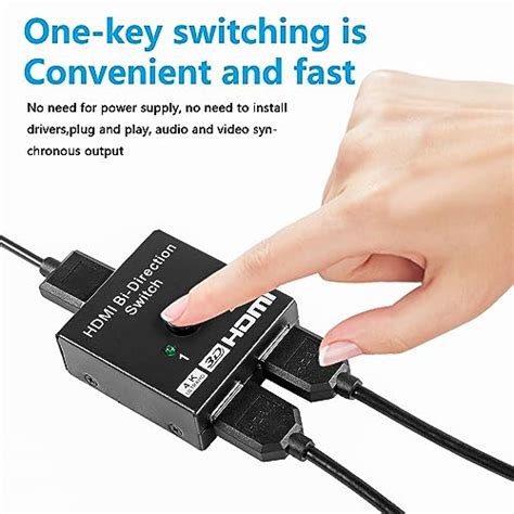 CERRXIAN 4K HDMI Manual Switch Splitter Bi Directional HDMI Switcher 1 In 2 Out 2 In 1 Out For