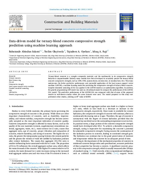 Pdf Data Driven Model For Ternary Blend Concrete Compressive Strength