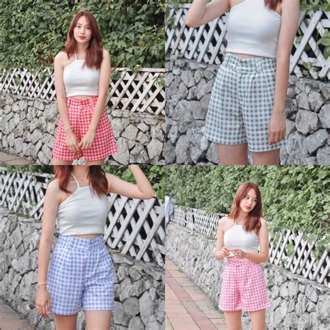 Bemychic กางเกงลายสก็อต กางเกงขาสั้นลายสก็อต กางเกงขาสั้น กางเกงตะขอ กางเกงลายสก็อตขาสั้น