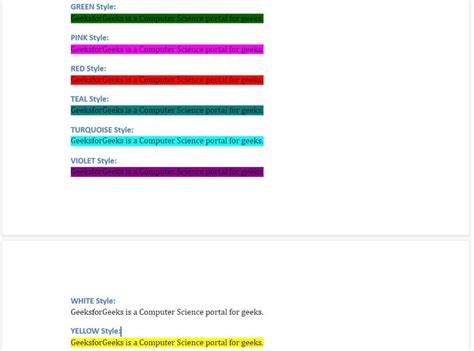 Working With Highlighted Text In Python Docx Module Geeksforgeeks