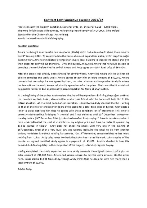 Formative Work Outline Of Answer Self Assessment Guidance Contract