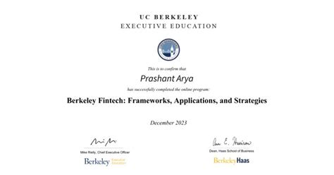 Prashant Arya On Linkedin Berkeley Fintech Frameworks Applications And Strategies • Prashant