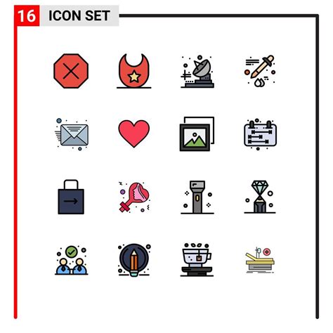 16 User Interface Flat Color Filled Line Pack Of Modern Signs And Symbols Of Sign Love