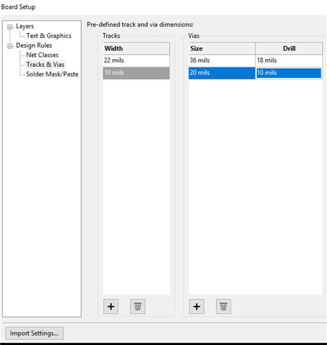 Kicad Tutorial Tutorial 1 13 Track Or Trace Clearance Conductor Spacing Vias Design Rules