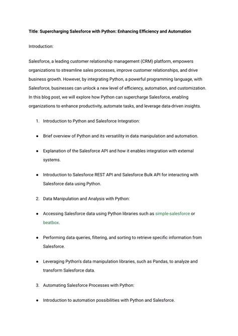 Ppt Title Supercharging Salesforce With Python Enhancing Efficiency