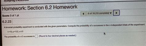 Solved Homework Section 6 2 Homework Score 0 Of 1 Pt