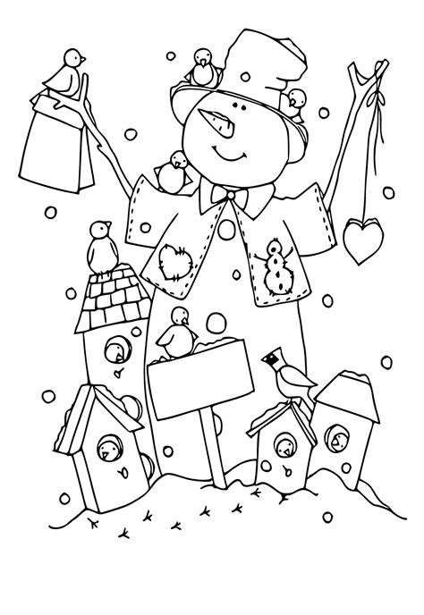 Free Printable Snowman Wooden Coloring Page Sheet And Picture For
