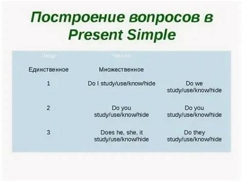 Построение Present Simple