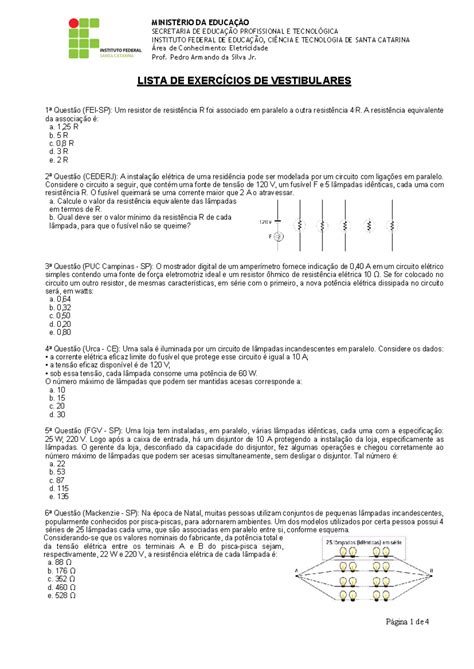 Exercicios Vestibular Ele60907 Lista De ExercÍcios De Vestibulares 1
