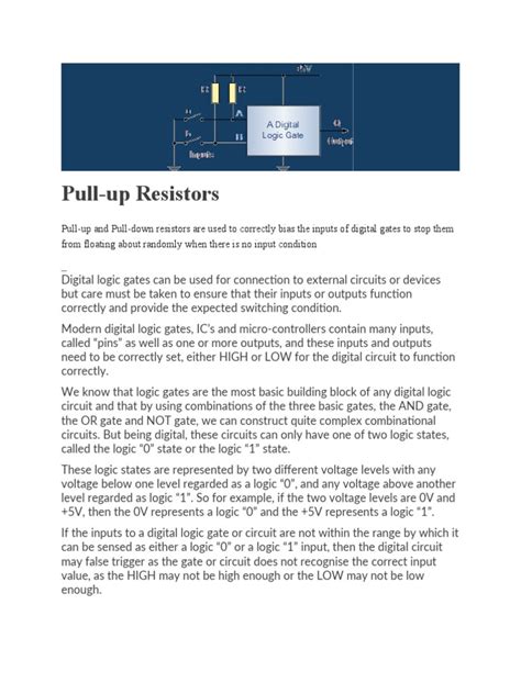 Pull Up Resistors Pdf Logic Gate Resistor