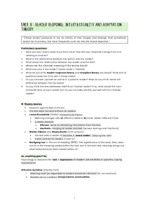 Reader Response Intertextuality And Adaptation Theory Pdf